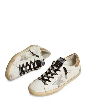 GOLDEN GOOSE Super-star Low Top Sneakers - White Silver