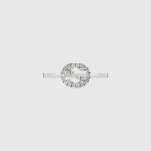 Gucci Interlocking G Diamond 18k Ring Silver