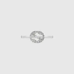 Gucci Interlocking G Diamond 18k Ring - White