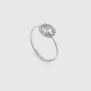 Gucci Interlocking G Diamond 18k Ring - White