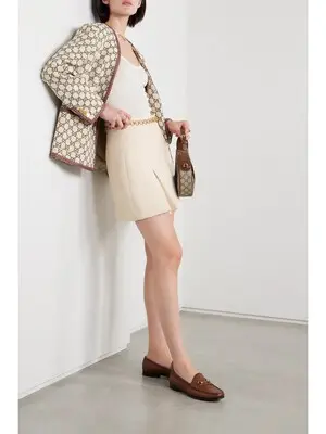 Gucci Chain-embellished Pleated Bouclé Mini Skirt
