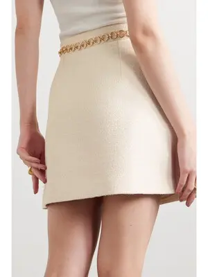 Gucci Chain-embellished Pleated Bouclé Mini Skirt