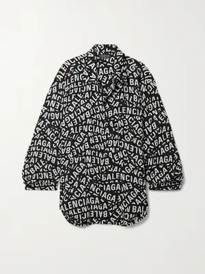 Balenciaga Printed Crepe Shirt - Black
