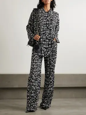 Balenciaga Printed Crepe Shirt - Black