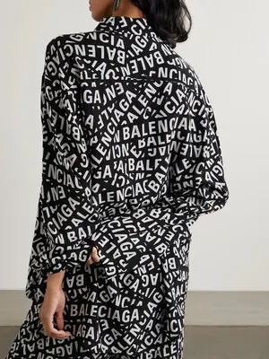 Balenciaga Printed Crepe Shirt - Black