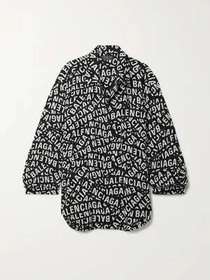 Balenciaga Printed Crepe Shirt - Black