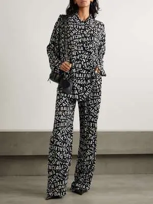 Balenciaga Printed Crepe Shirt - Black