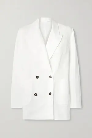 Brunello Cucinelli Double-breasted Cotton-organza Blazer - White