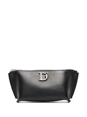 Dsquared2 Logo-plaque Leather Makeup Bag - Black