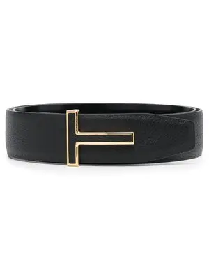 TOM FORD Logo Buckle Leather Belt - Black