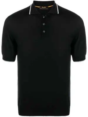 MOORER Gavotti-mll Cotton Polo Shirt - Black