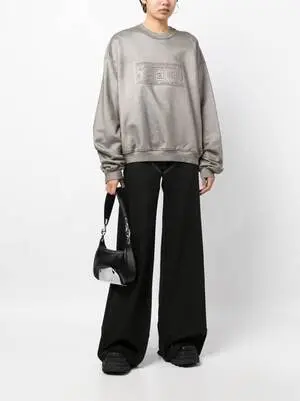 Alexander Wang Logo-embossed Metallic-finish Sweatshirt