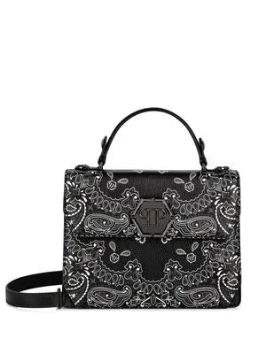 Philipp Plein Medium Superheroin Paisley Leather Shoulder Bag