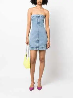 Moschino Bandeau-style Denim Minidress