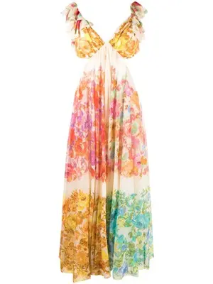 Zimmermann Raie Floral-print Midi Dress