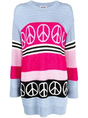 Moschino Peace Sign Colour-block Sweater Dress