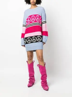Moschino Peace Sign Colour-block Sweater Dress