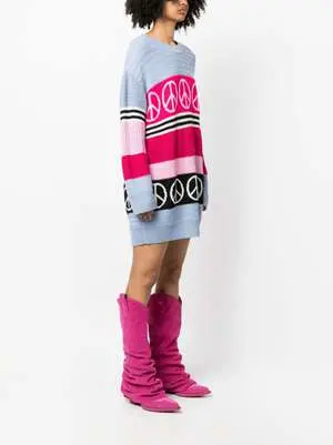 Moschino Peace Sign Colour-block Sweater Dress