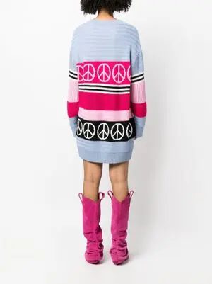Moschino Peace Sign Colour-block Sweater Dress