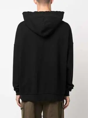 Palm Angels Logo-embroidered Hoodie - Black