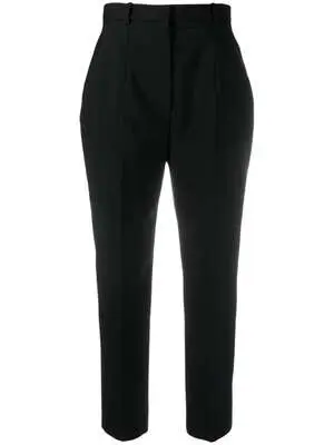 Alexander McQueen Cropped Wool Trousers - Black