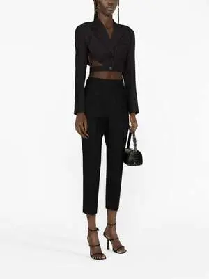 Alexander McQueen Cropped Wool Trousers - Black