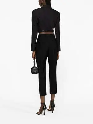 Alexander McQueen Cropped Wool Trousers - Black