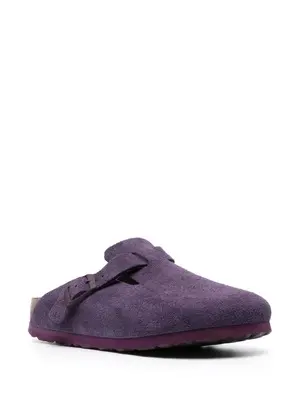 BIRKENSTOCK Boston Suede Logo Debossed Slides