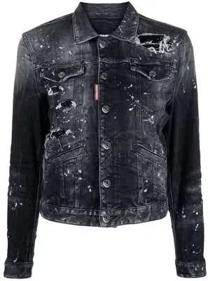 Dsquared2 Distressed Denim Jacket - Black