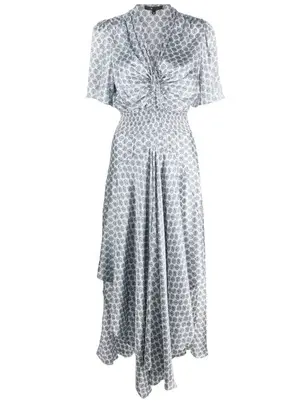 Maje Asymmetric Satin Midi Dress
