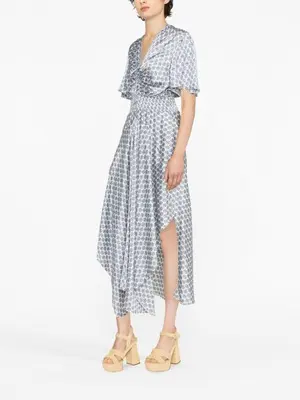 Maje Asymmetric Satin Midi Dress