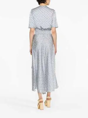 Maje Asymmetric Satin Midi Dress