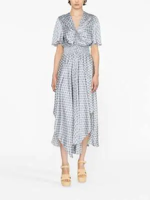Maje Asymmetric Satin Midi Dress