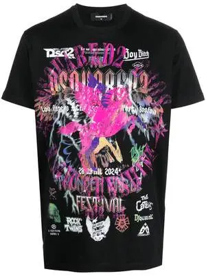 Dsquared2 Graphic-print Cotton T-shirt - Black