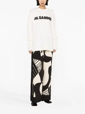 JIL SANDER Logo-print Cotton Sweatshirt - White