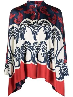 La DoubleJ Palmetto-print Silk Shirt