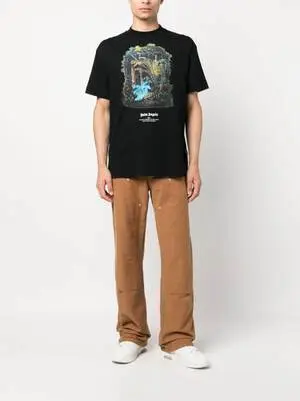 Palm Angels Jungle-print Organic Cotton T-shirt