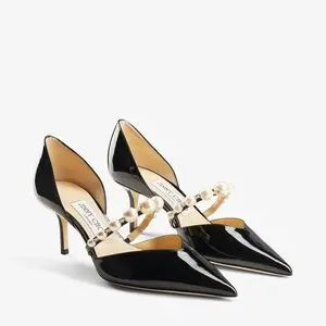 JIMMY CHOO Aurelie 65 Patent Leather Pumps With Pearl Embellishment - Black