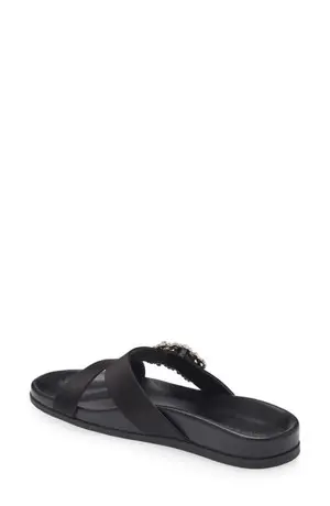 Manolo Blahnik Chilanghi Crystal Buckle Slide Sandal - Black
