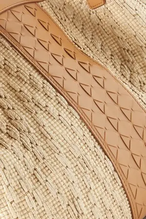 SERAPIAN Secret Small Leather-trimmed Raffia Tote