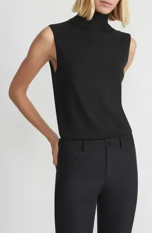 Lafayette 148 New York Sleeveless Turtleneck Shell - Black