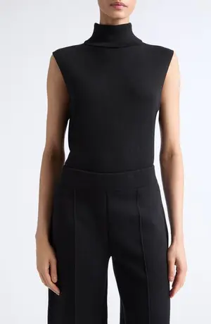 Lafayette 148 New York Sleeveless Turtleneck Shell - Black