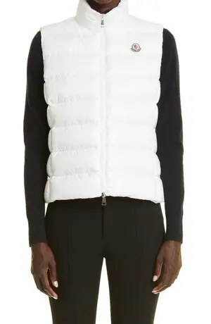Moncler Ghany Nylon Laqué Down Puffer Vest - White