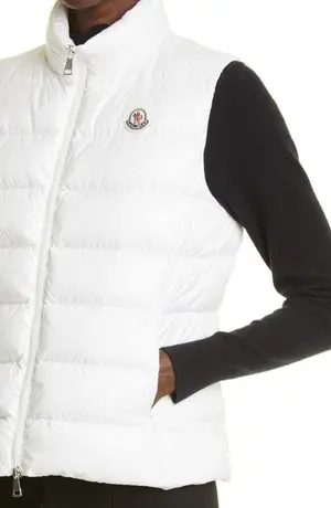 Moncler Ghany Nylon Laqué Down Puffer Vest - White