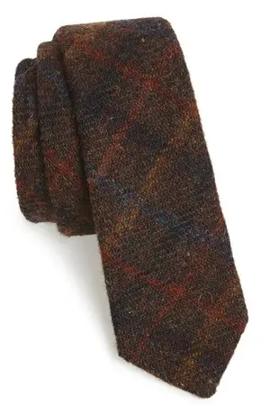 W.R.K Plaid Wool Neck Tie - Brown