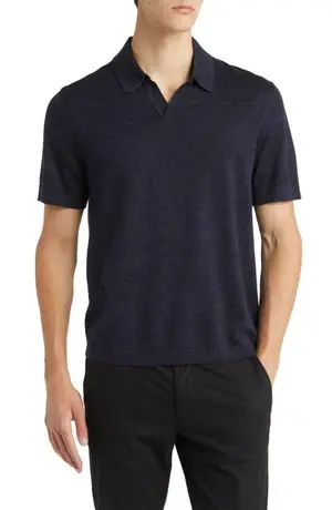 Theory Brenan Linen Blend Polo New Baltic