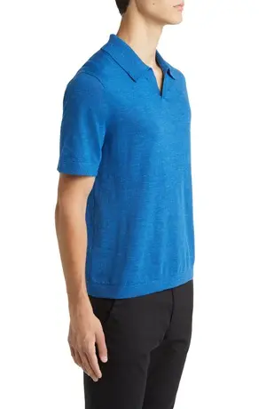 Theory Brenan Linen Blend Polo - Sail Blue