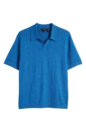 Theory Brenan Linen Blend Polo - Sail Blue