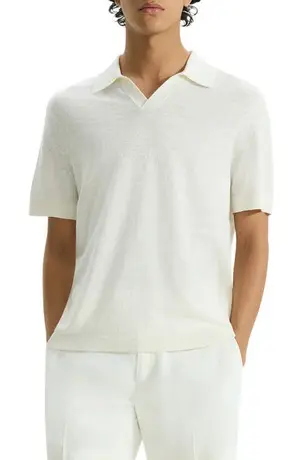 Theory Brenan Linen Blend Polo White - 100