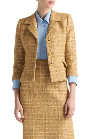 St. John Tonal Soft Check Tweed Jacket